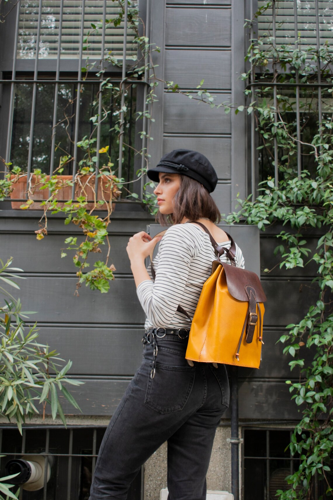 Leather Backpack Genuine Leather Backpack Womens Mustard - Etsy