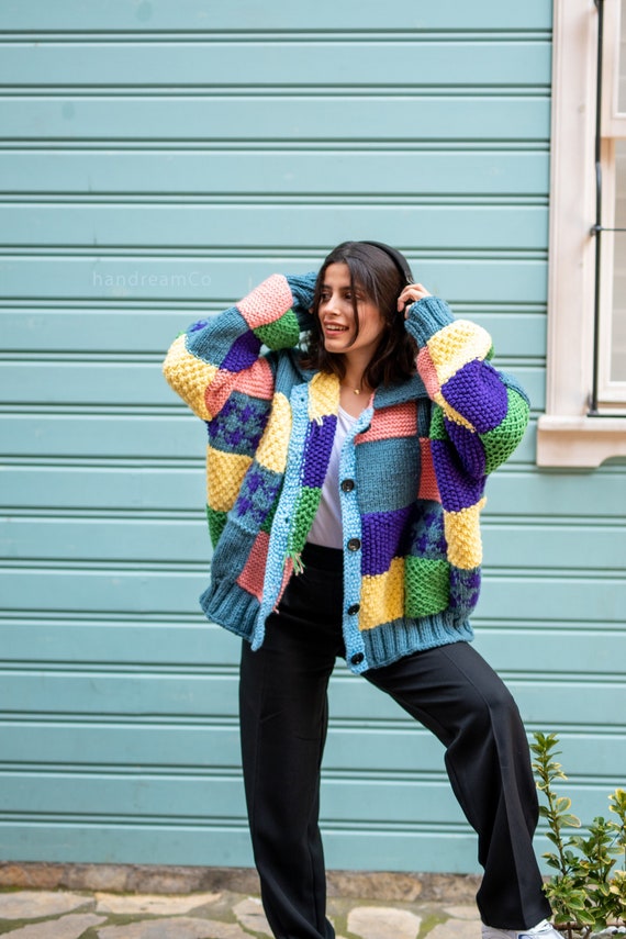 Harry Style Cardigan Harry Styles Sweater Patchwork | Etsy