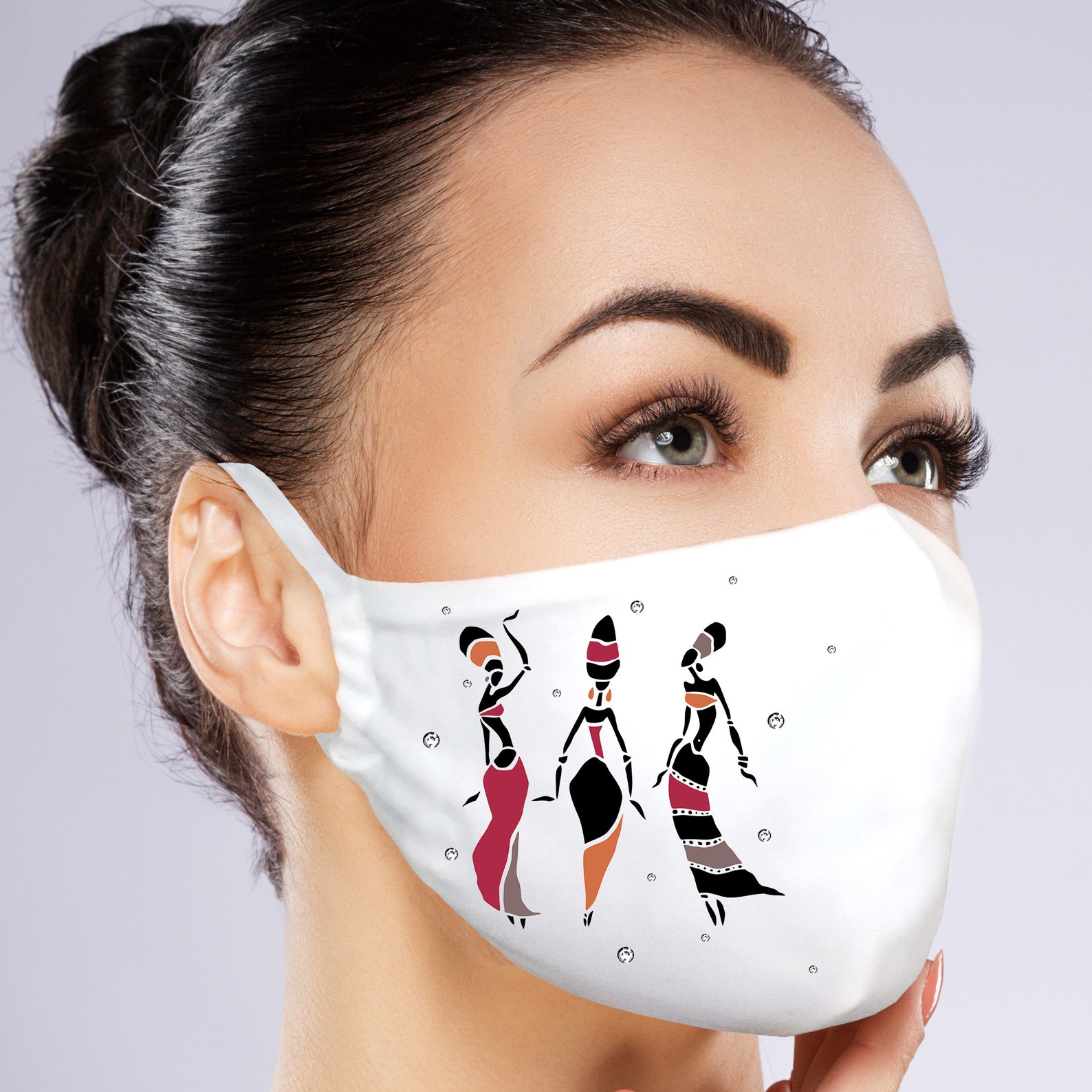 Custom Print Face Mask With Filter Pocket Rhinestones Washable Etsy