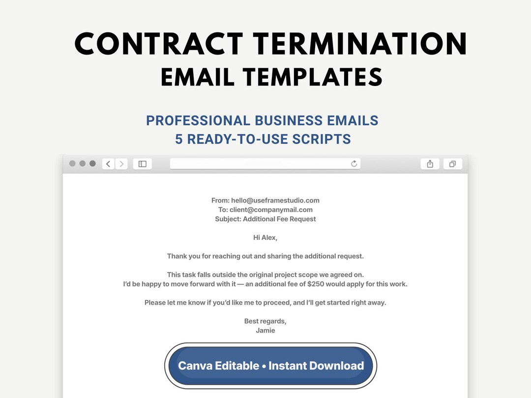 Client Contract Termination Email Templates | Canva Editable (digital ...