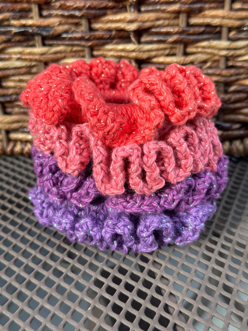 Mystery Assorted Crochet Ruffle Hair Scrunchie/bundle 2 for 7.50 or 3 ...