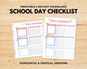 Kids School Routine Chart: Editable Daily Checklist (digital Download ...