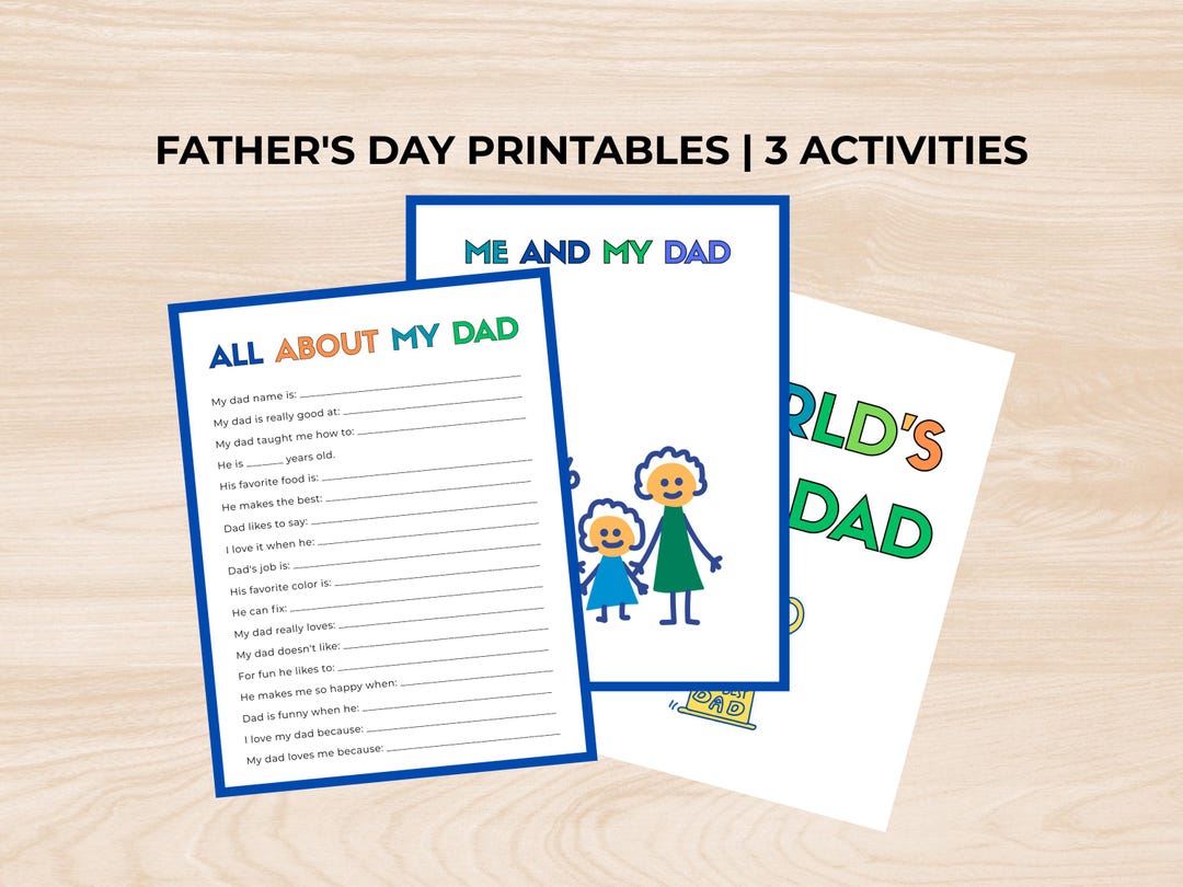 All About My Dad Printable, Father’s Day Printable Activities for Kids ...