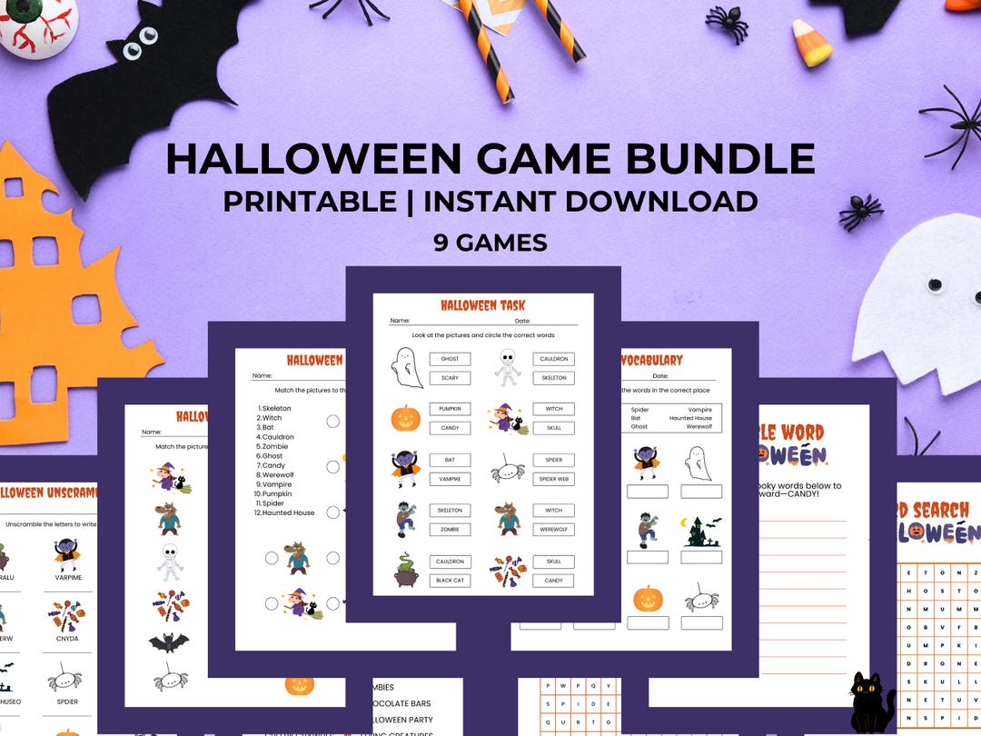Halloween Party Games Set 9 Printable, Halloween Printable Activities ...