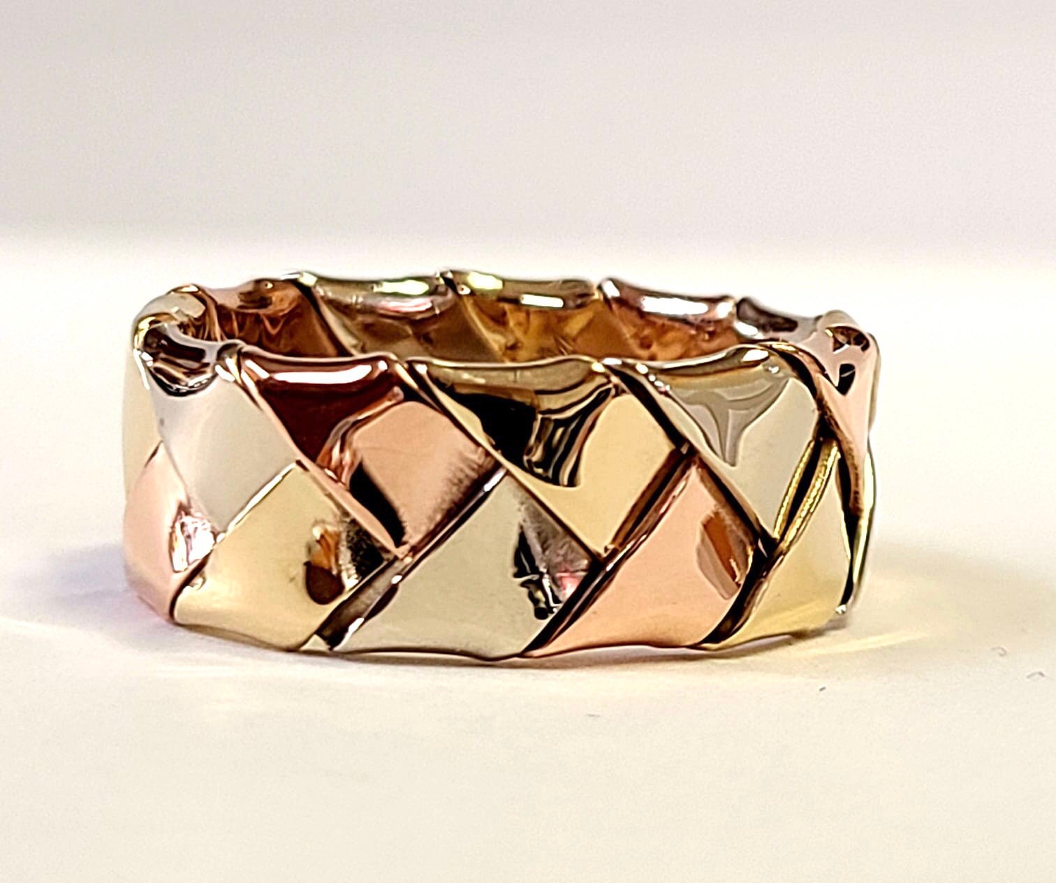 18K Gold Tri Color Wedding Ring Item 1189 Wedding Band 9 Mm - Etsy