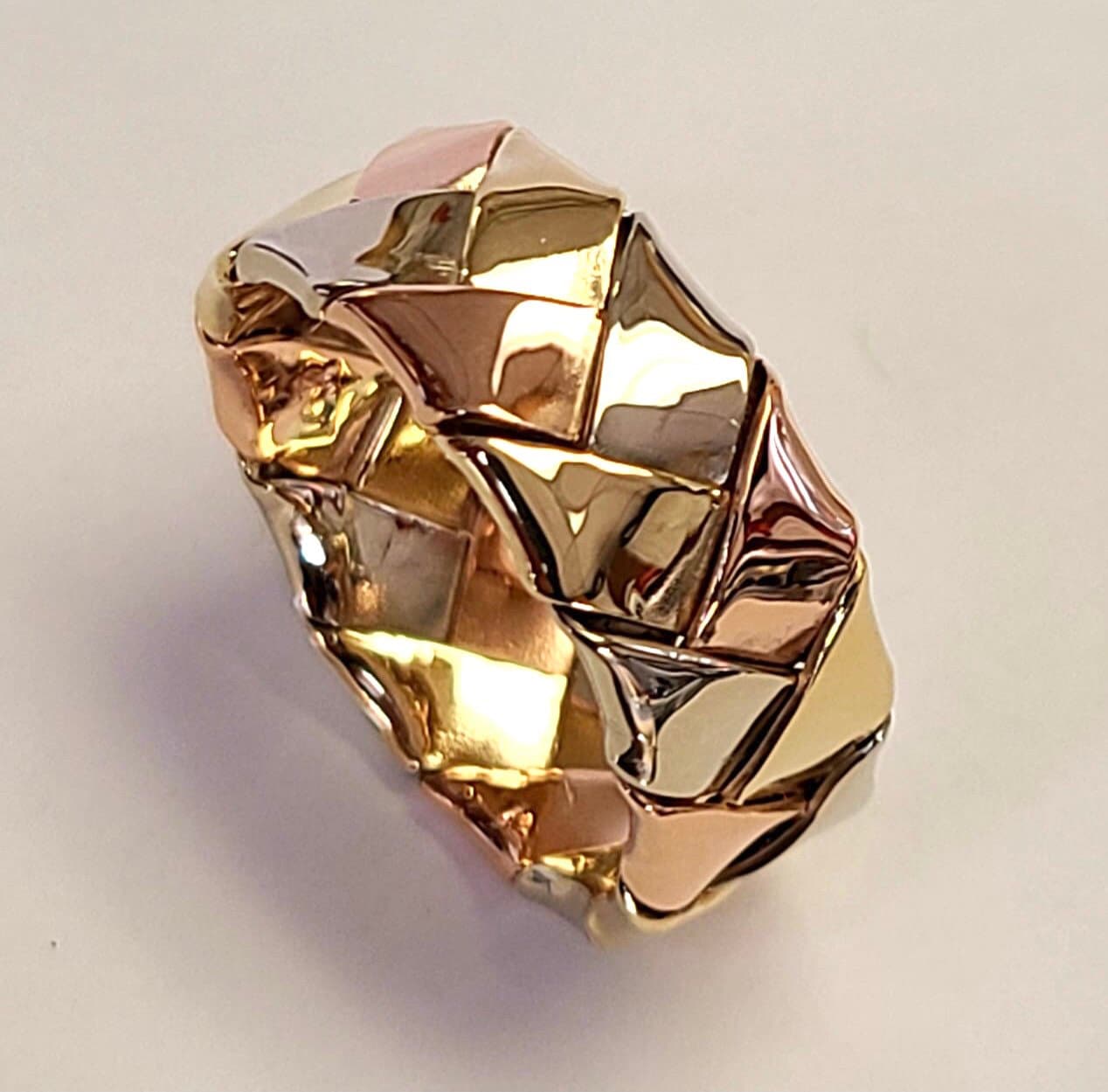 18K Gold Tri Color Wedding Ring Item 1189 Wedding Band 9 Mm - Etsy