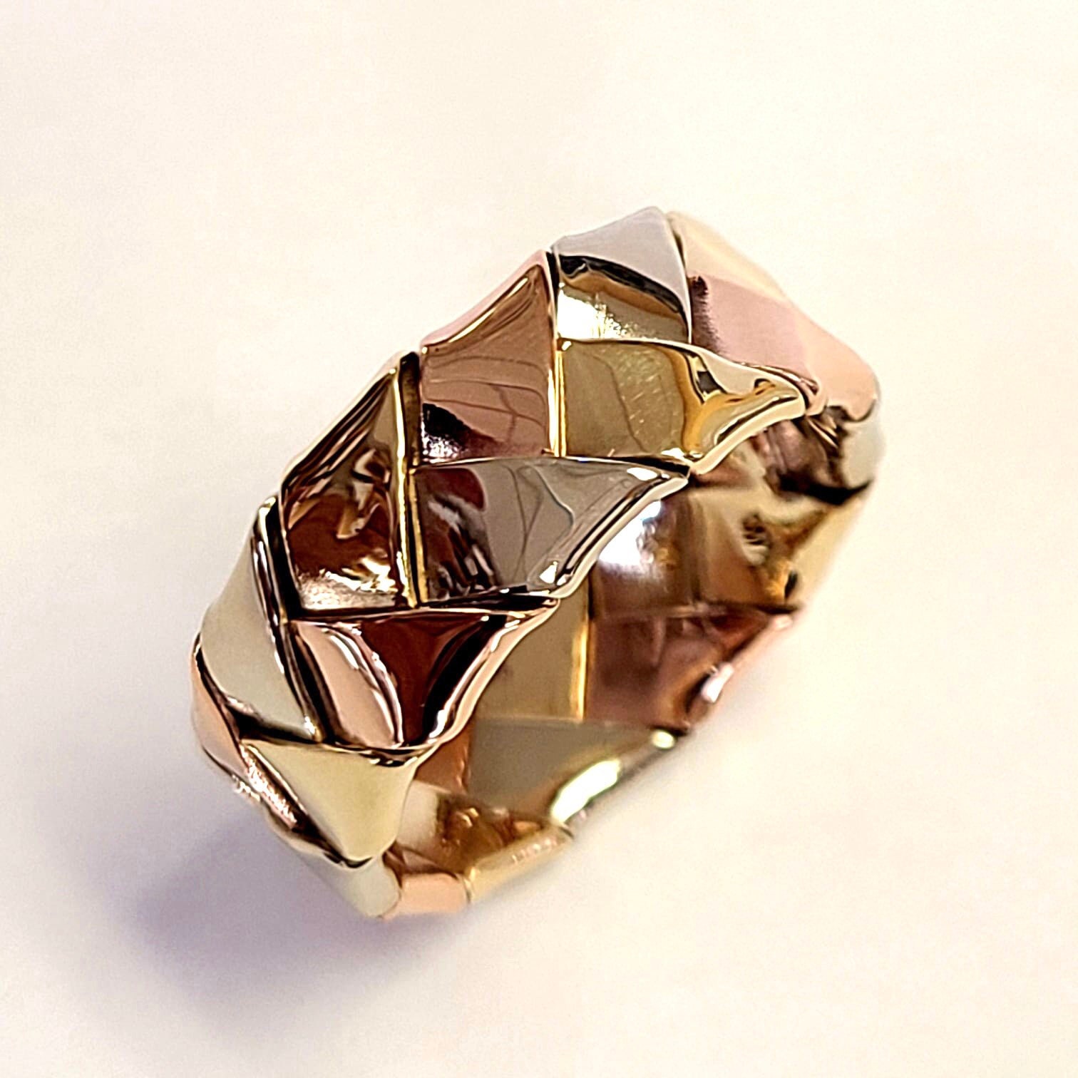 18K Gold Tri Color Wedding Ring Item 1189 Wedding Band 9 Mm - Etsy