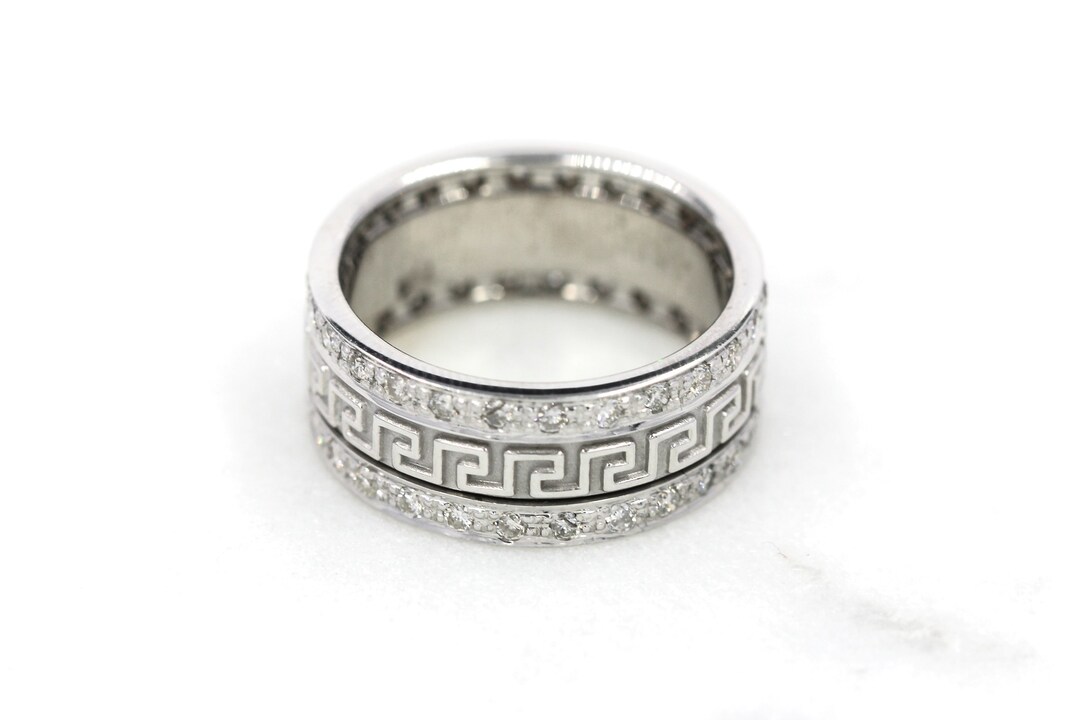 Natural Diamond Spinner Engagement Ring 18K White Gold 0.52 CTW Size 7 ...