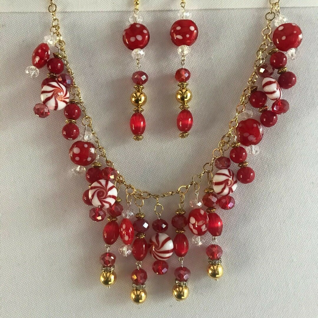 Decorative Holiday Candy Jewelry Set With Elegant Earrings & Gold ...