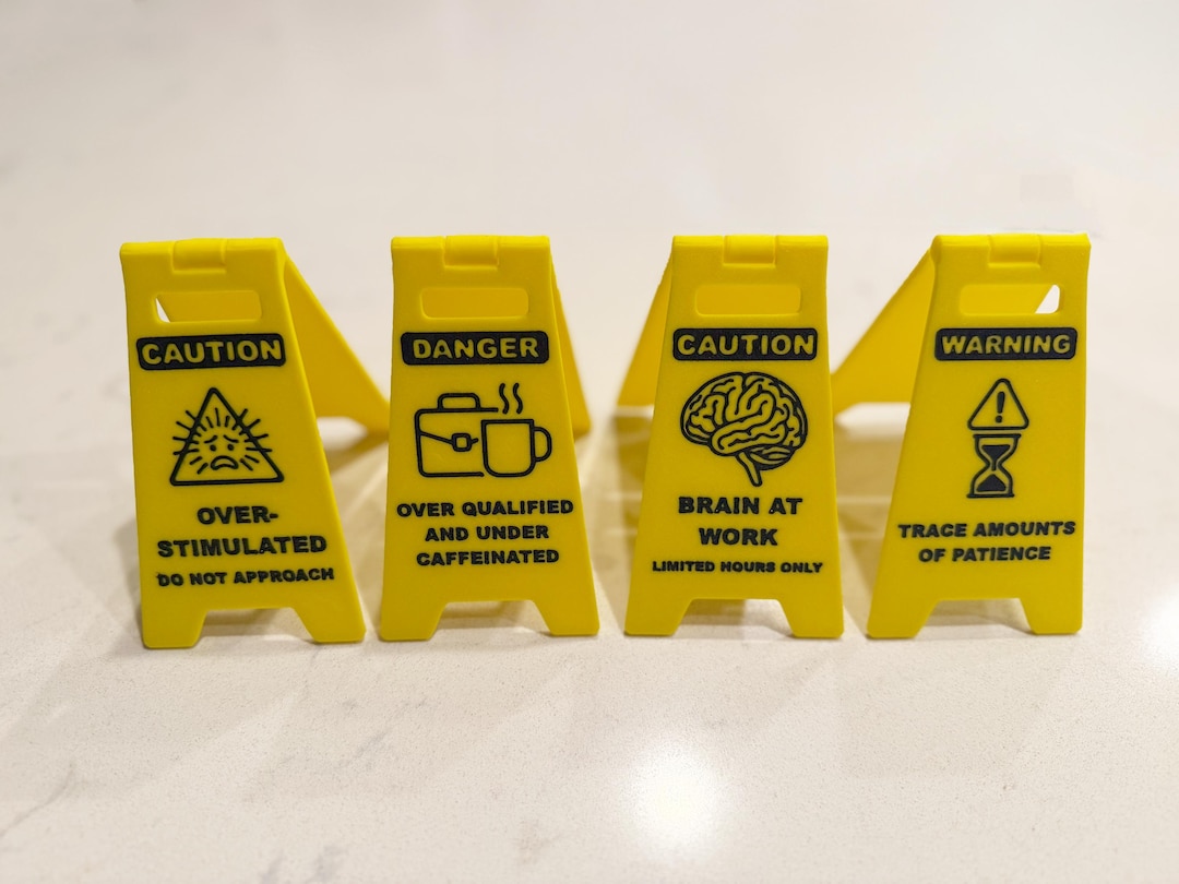Mini Caution Desk Signs – Set of 4 | Funny Workplace Warning Signs - Etsy
