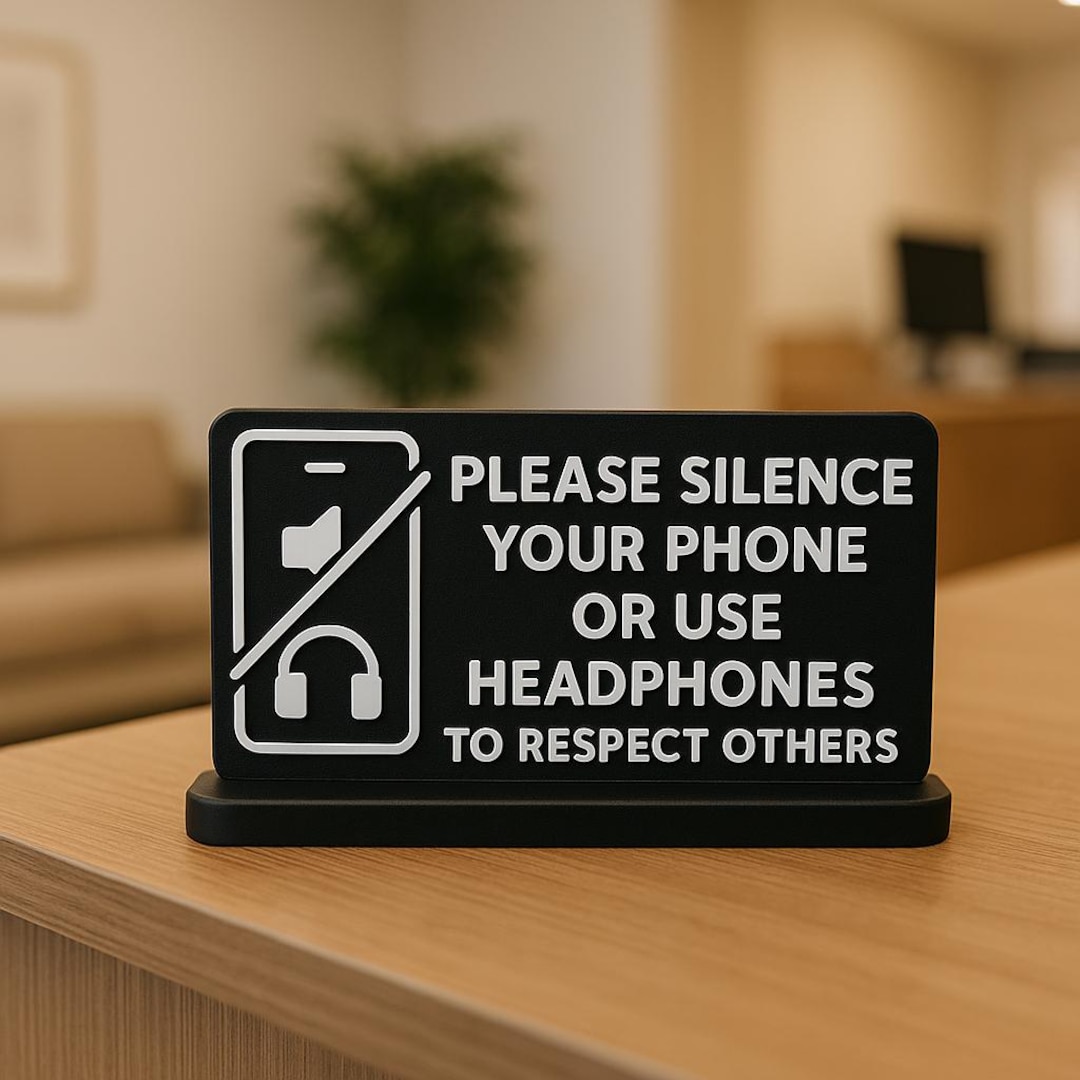 Respectful Reminder Sign – "please Silence Your Phone or Use Headphones ...