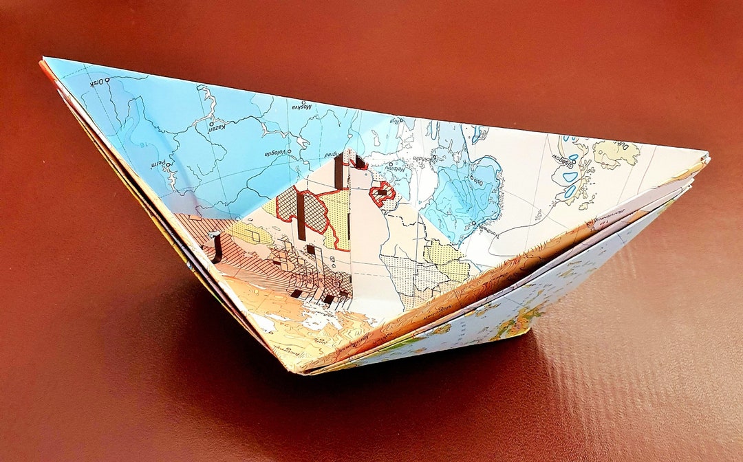 PAPER BOAT XL Made From Old Maps Pure Upcycling Pack of 3 - Etsy