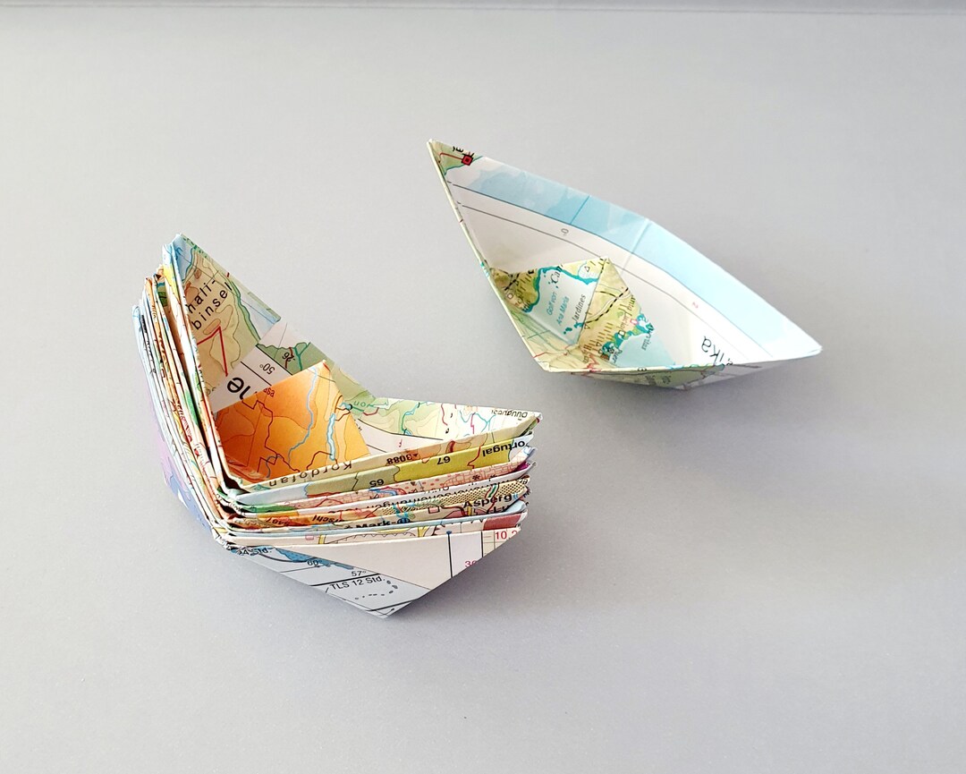 PAPER BOATS From Old Maps Pure Upcycling Pack of 10 - Etsy