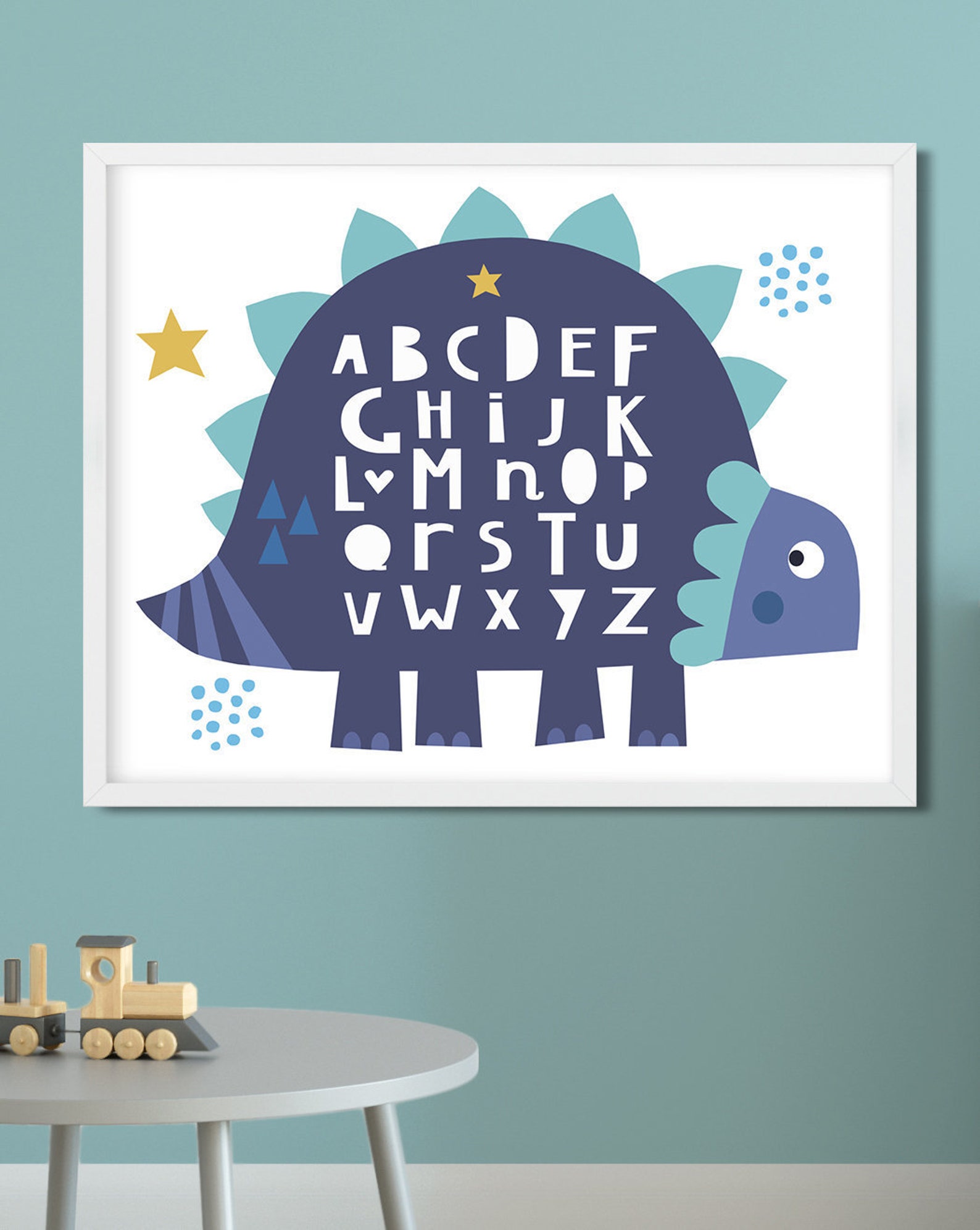 Dinosaur Alphabet, Nursery Print, Kids Wall Art, Printable Nursery Art ...