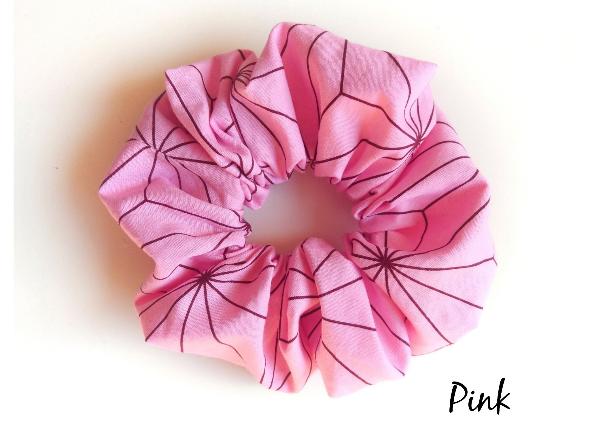 Scrunchie ANIME Manga Pink Green Asanoha Ichimatsu Hair | Etsy