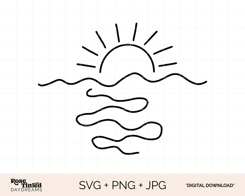 Sun Over Water SVG Abstract Drawing SVG Summer SVG Ocean | Etsy