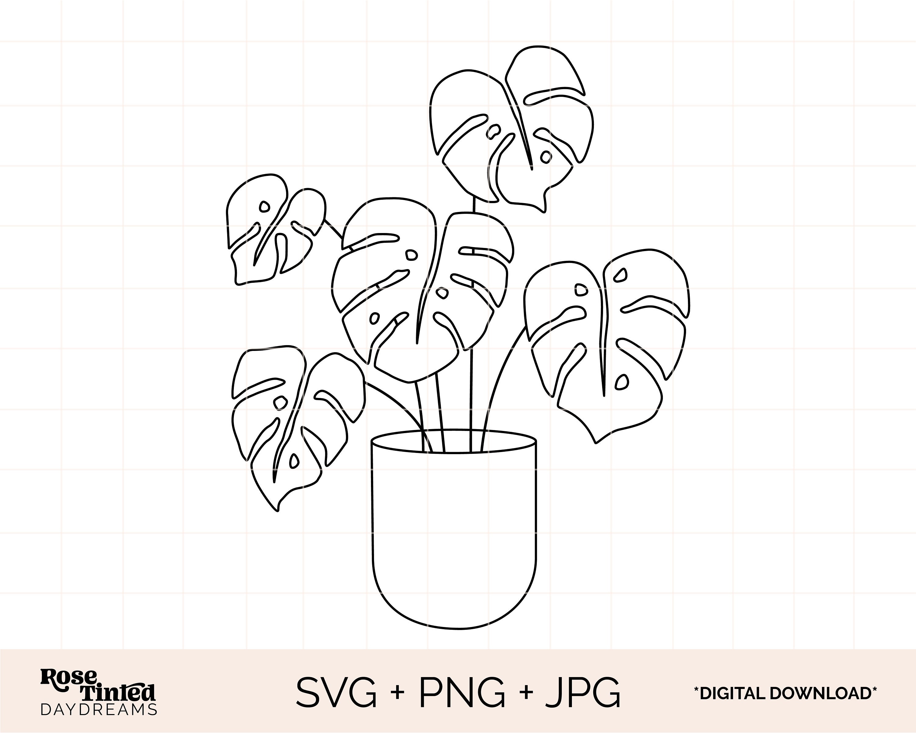 5 Leaf Monstera SVG Monstera in Pot SVG Monstera SVG | Etsy