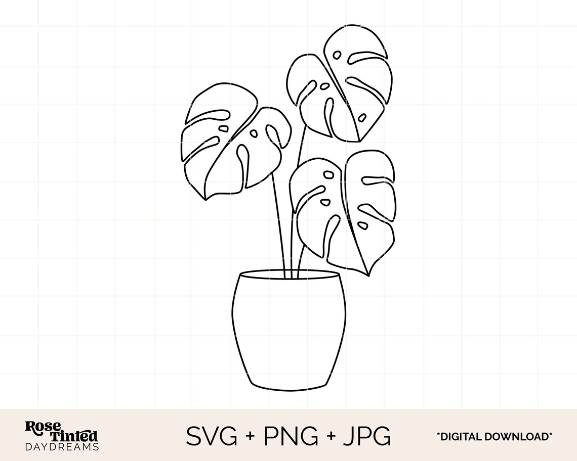 Monstera SVG Potted Monstera SVG Houseplant SVG | Etsy