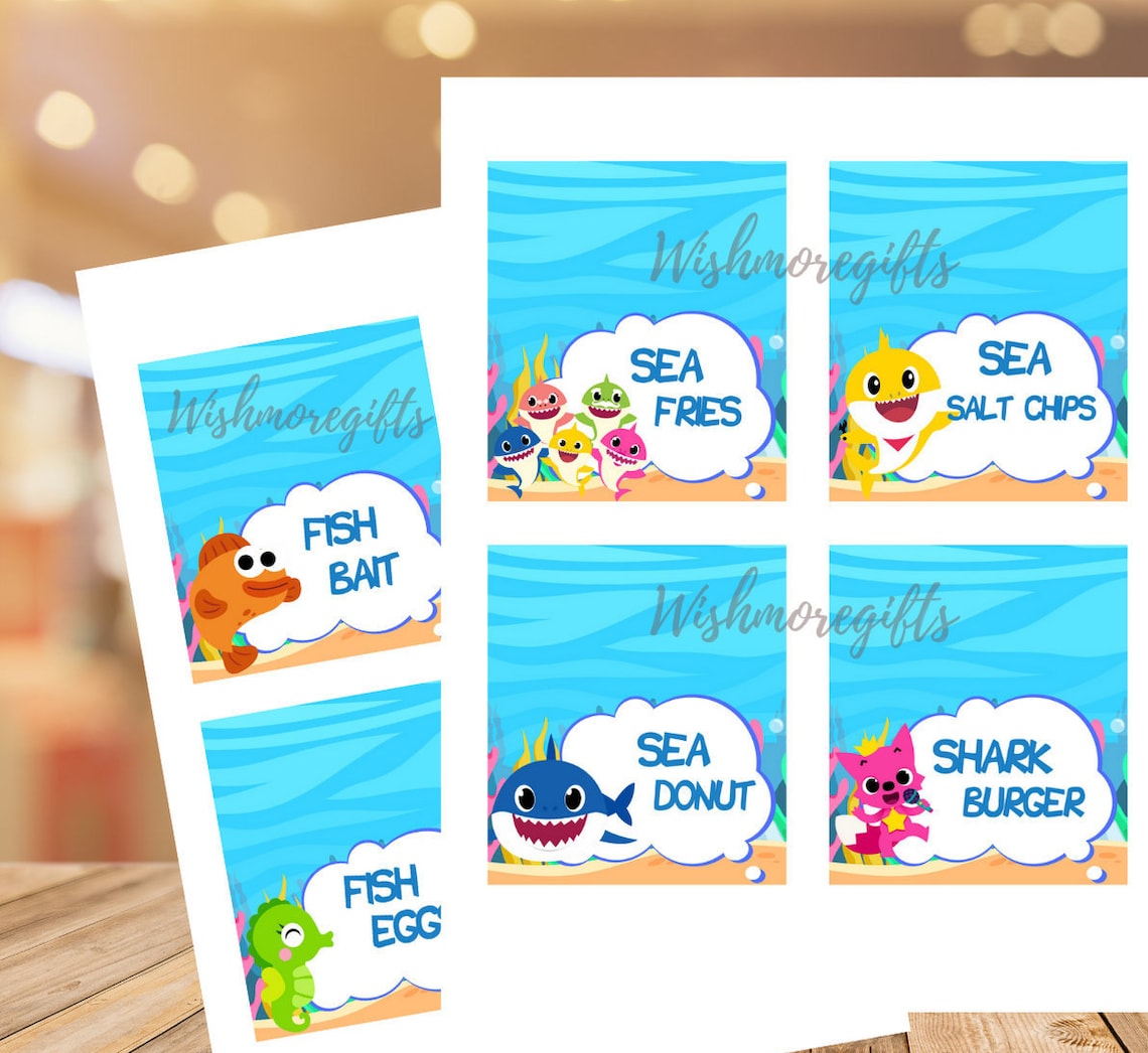 Baby shark food labels printable baby shark birthday food | Etsy