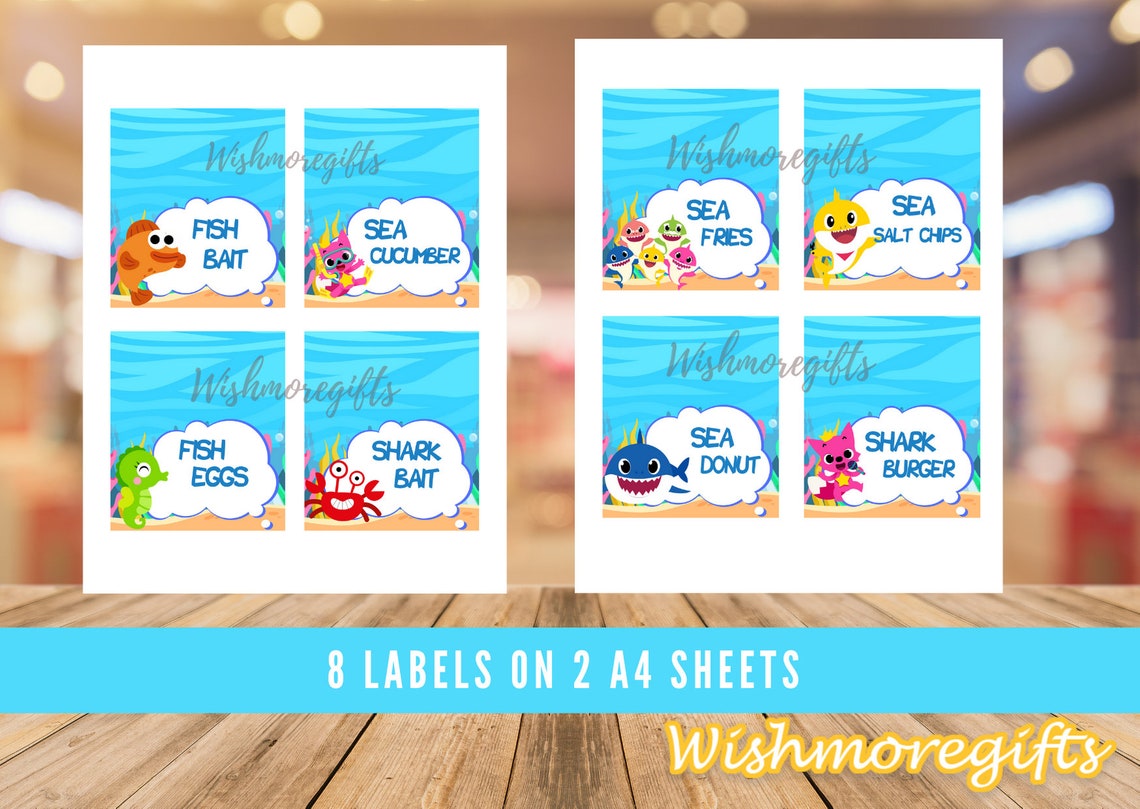 Baby shark food labels printable baby shark birthday food | Etsy
