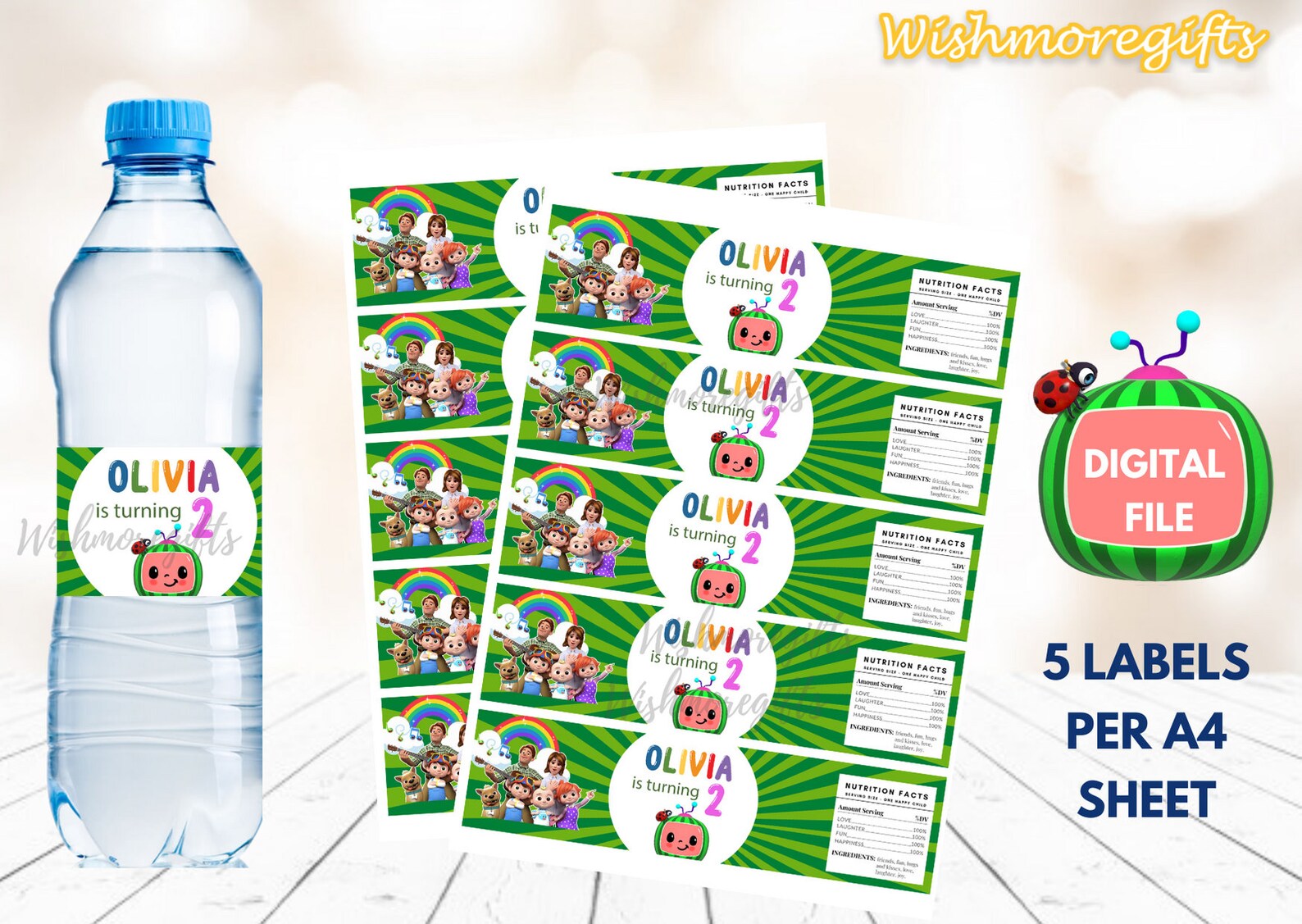 Cocomelon Water Bottle Label Template Cocomelon Water Bottle | Etsy