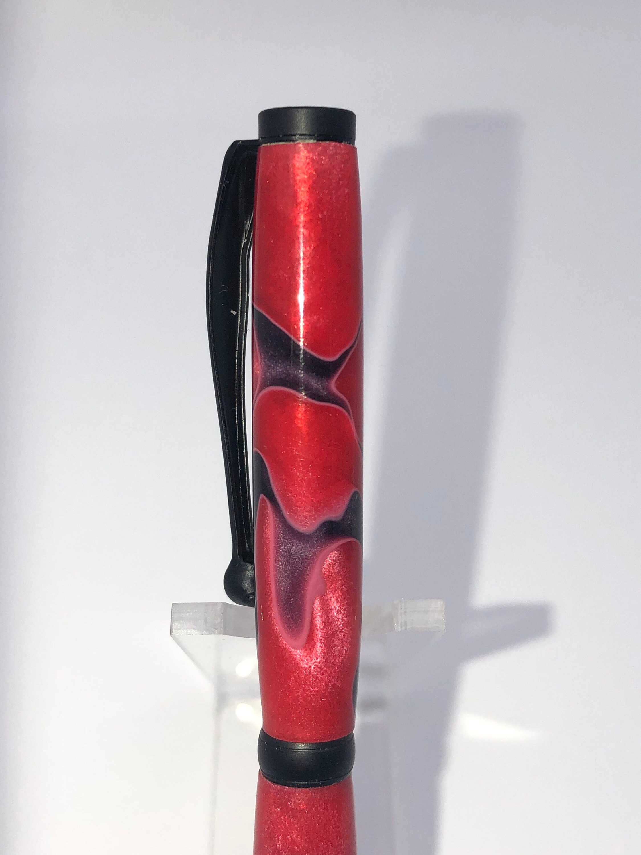 Handmade Pen, Red and Black Twist Pen, Acrylic Pen, Slimline Pen ...