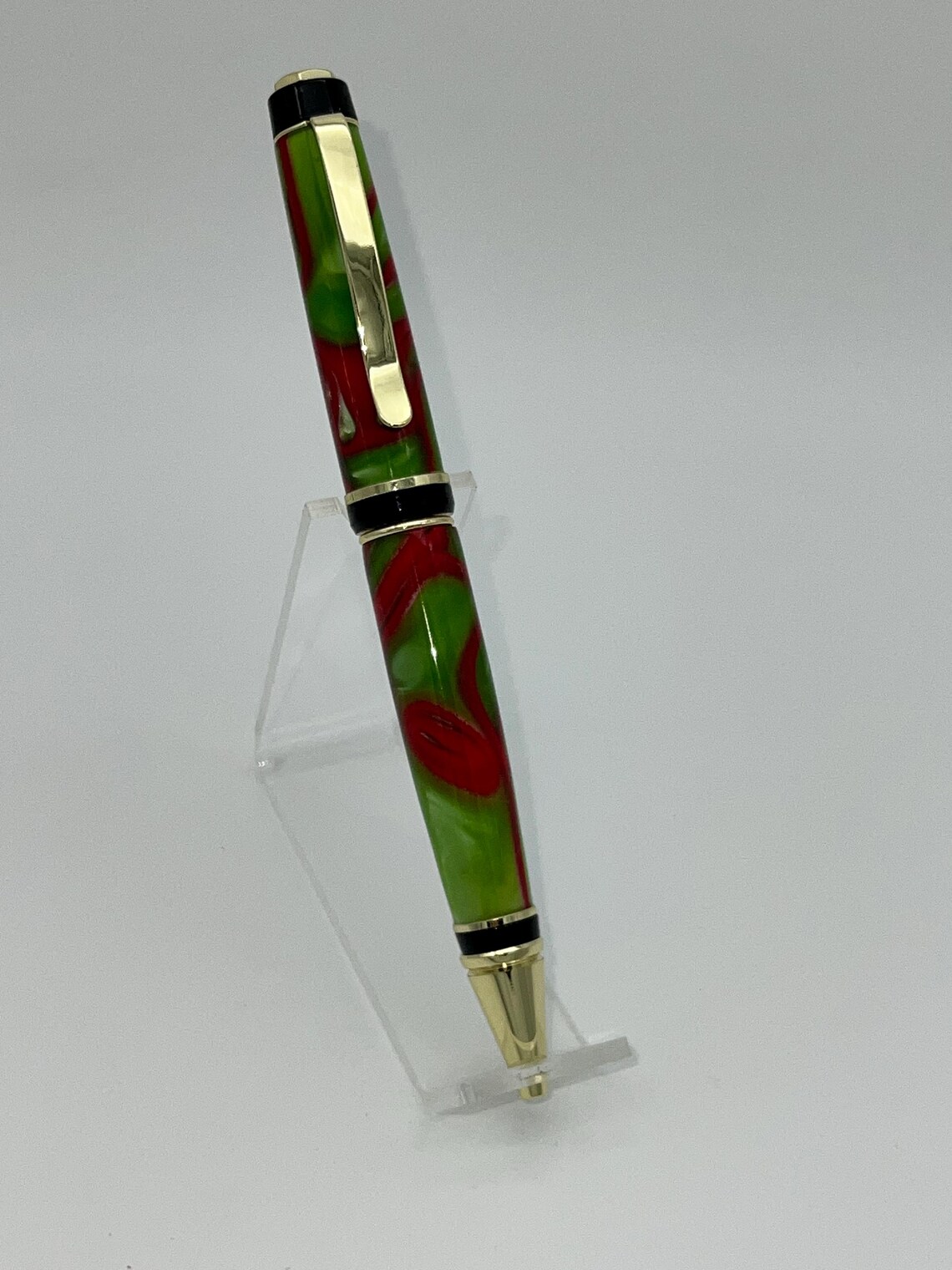 Handmade Pen, Red and Green Twist Pen, Acrylic Pen, Big Ben Pen, Unique ...