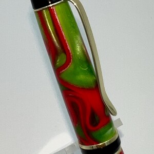 Handmade Pen, Red and Green Twist Pen, Acrylic Pen, Big Ben Pen, Unique ...