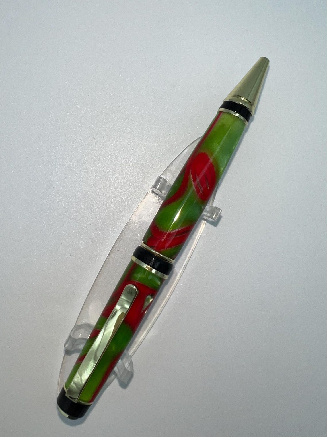 Handmade Pen, Red and Green Twist Pen, Acrylic Pen, Big Ben Pen, Unique ...