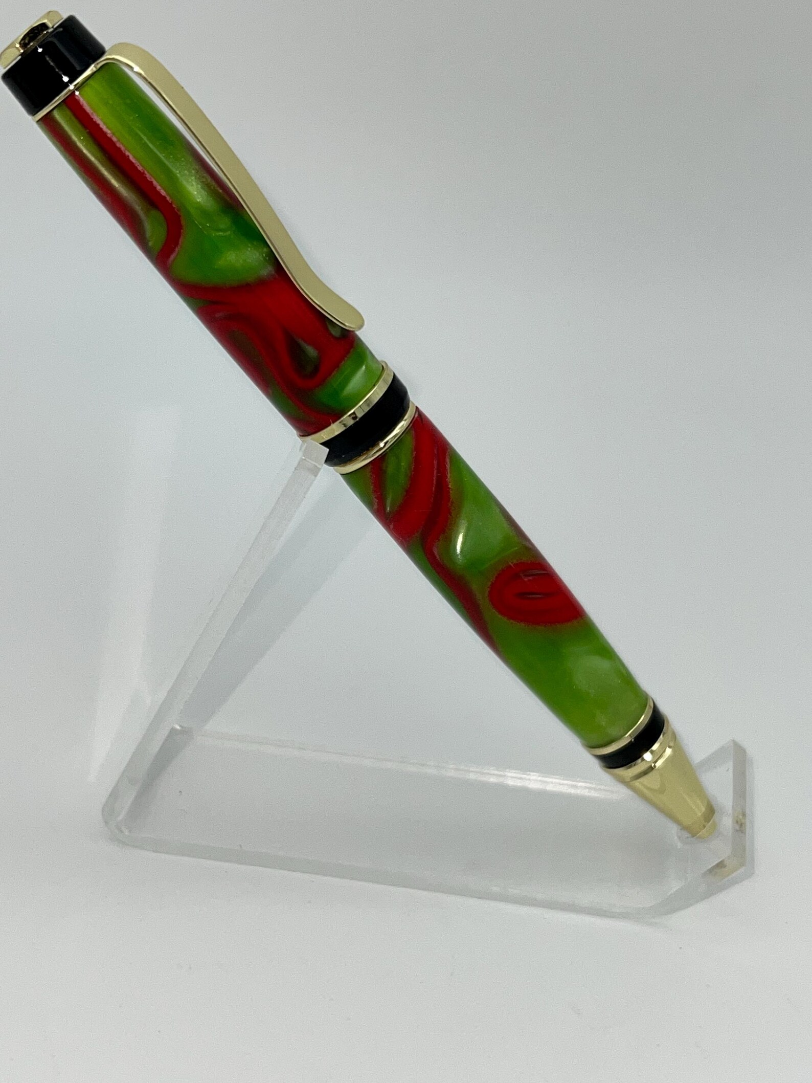 Handmade Pen, Red and Green Twist Pen, Acrylic Pen, Big Ben Pen, Unique ...