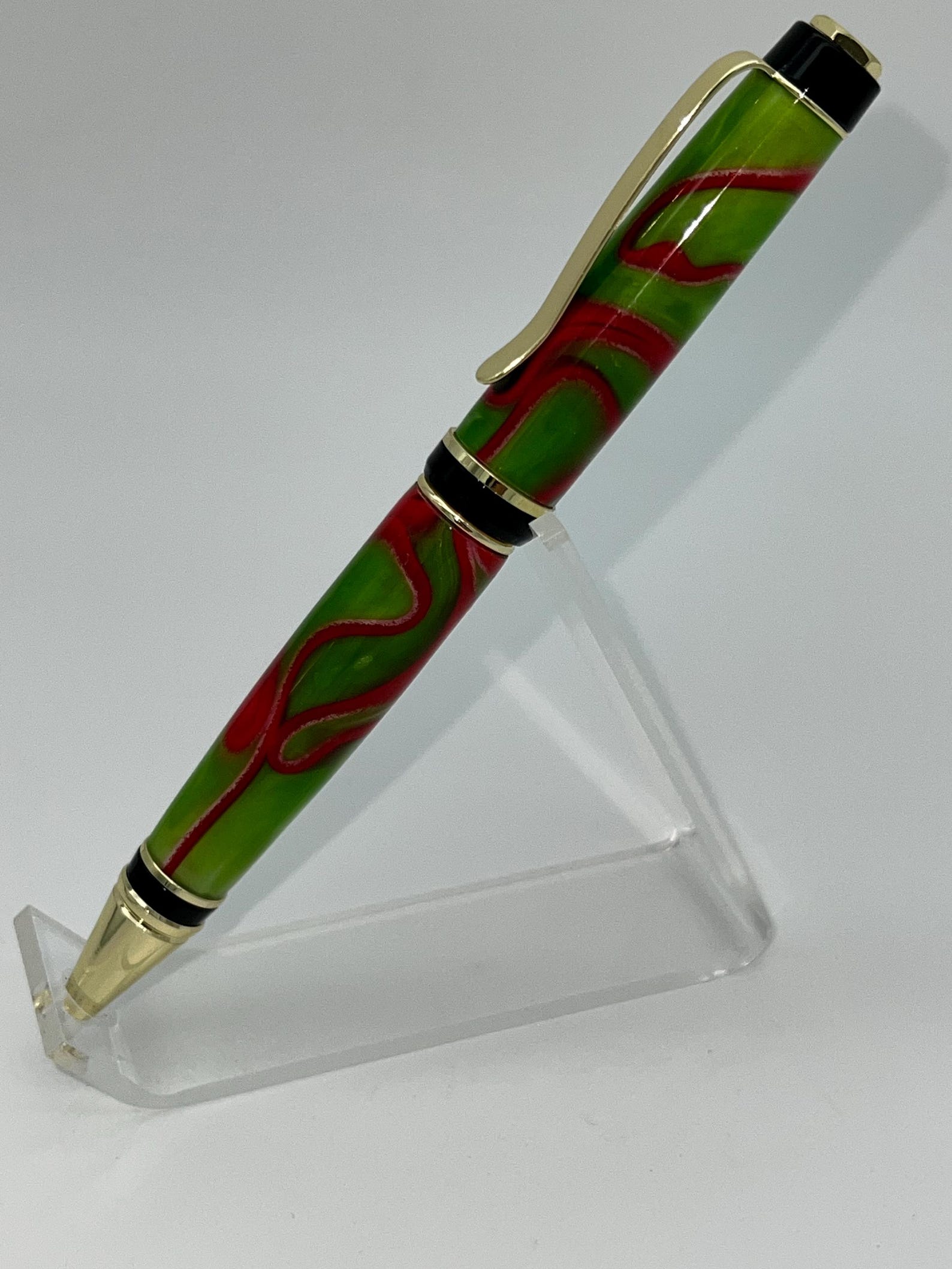 Handmade Pen, Red and Green Twist Pen, Acrylic Pen, Big Ben Pen, Unique ...