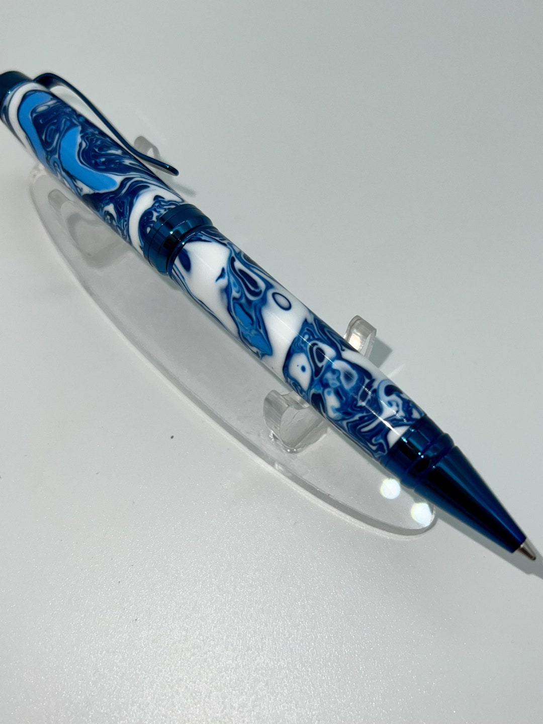 Handmade Pen, Blue and White Twist Pen, Acrylic Pen, Big Ben Pen ...