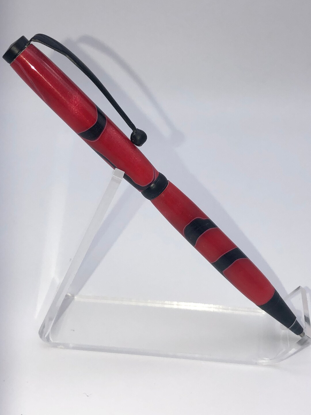 Handmade Pen, Red and Black Twist Pen, Acrylic Pen, Slimline Pen ...