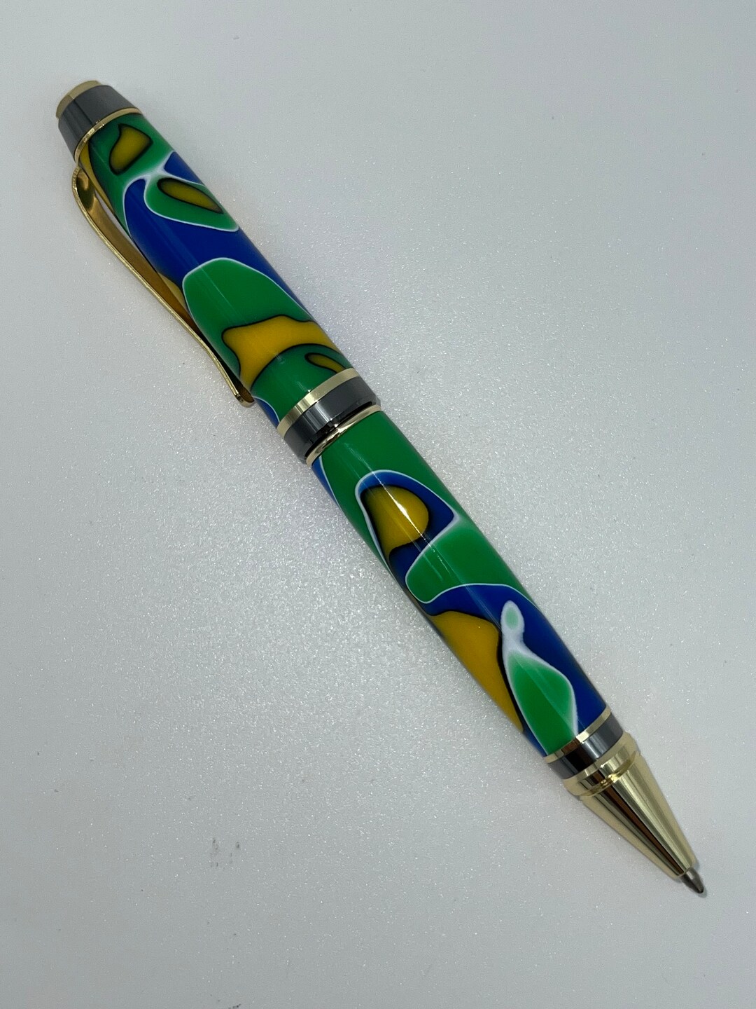 Handmade Pen, Green/blue/yellow Pen, Twist Pen, Acrylic Pen, Big Ben ...