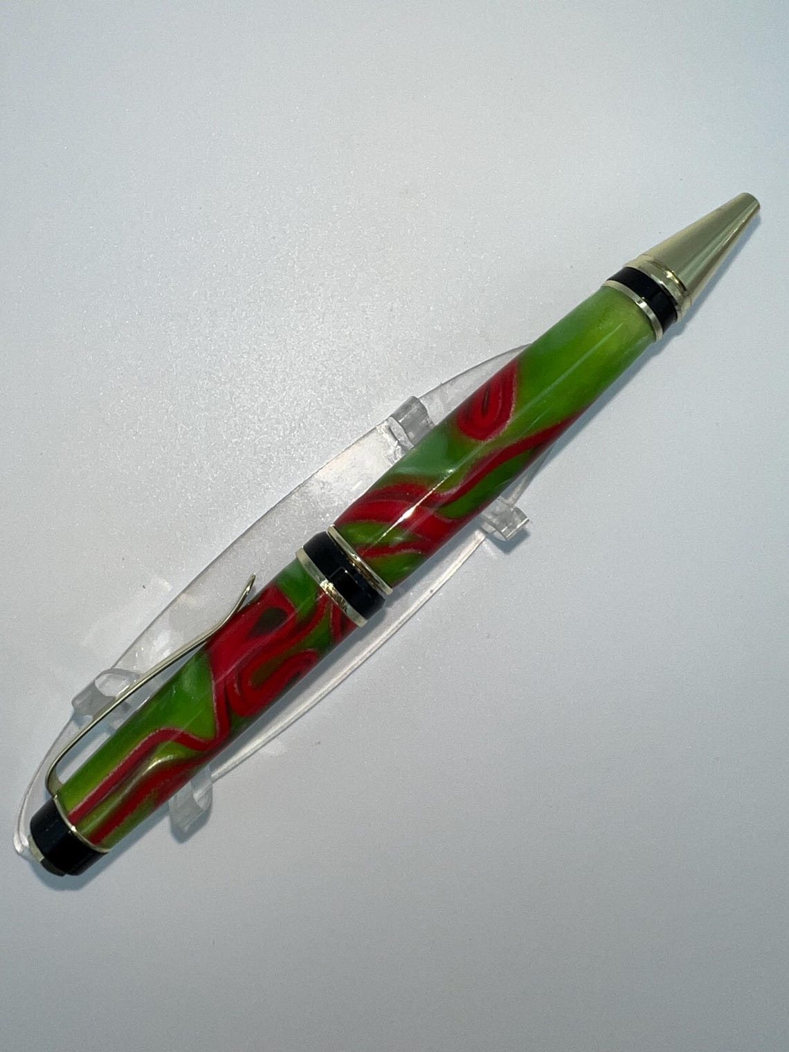 Handmade Pen, Red and Green Twist Pen, Acrylic Pen, Big Ben Pen, Unique ...