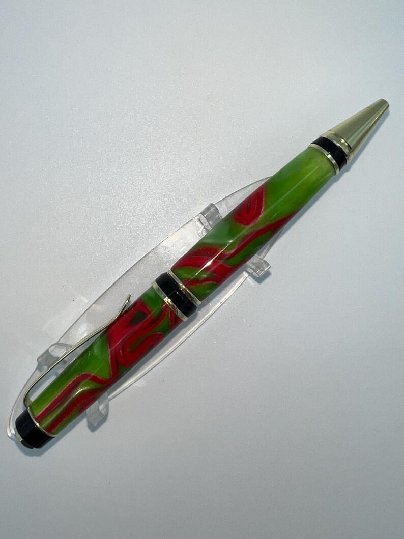 Handmade Pen, Red and Green Twist Pen, Acrylic Pen, Big Ben Pen, Unique ...