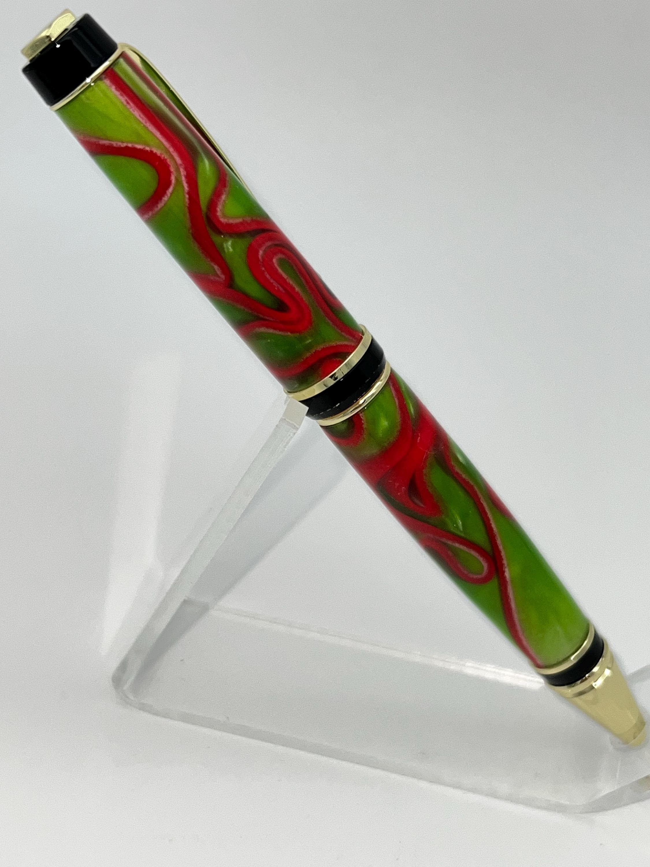 Handmade Pen, Red and Green Twist Pen, Acrylic Pen, Big Ben Pen, Unique ...
