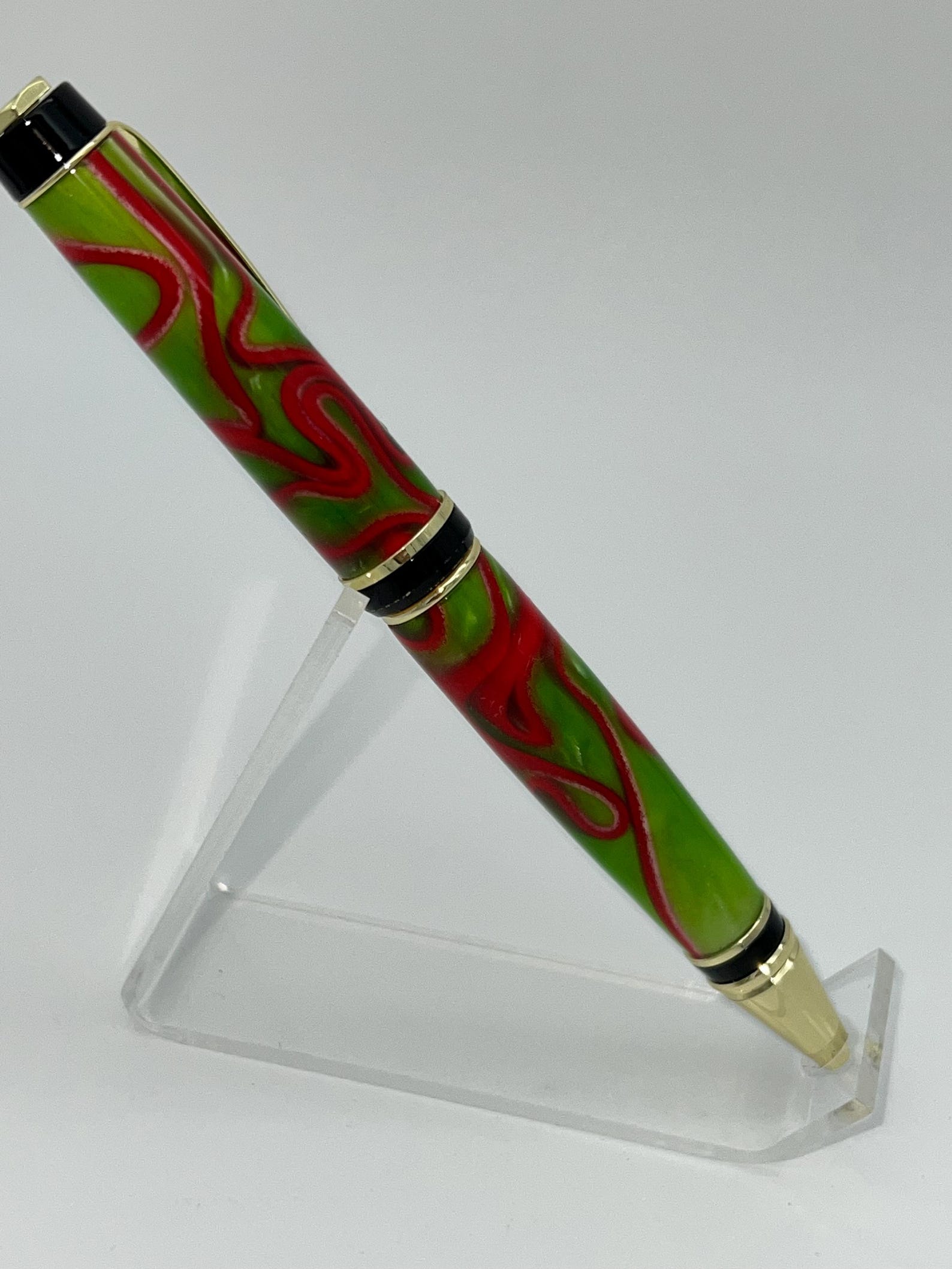 Handmade Pen, Red and Green Twist Pen, Acrylic Pen, Big Ben Pen, Unique ...