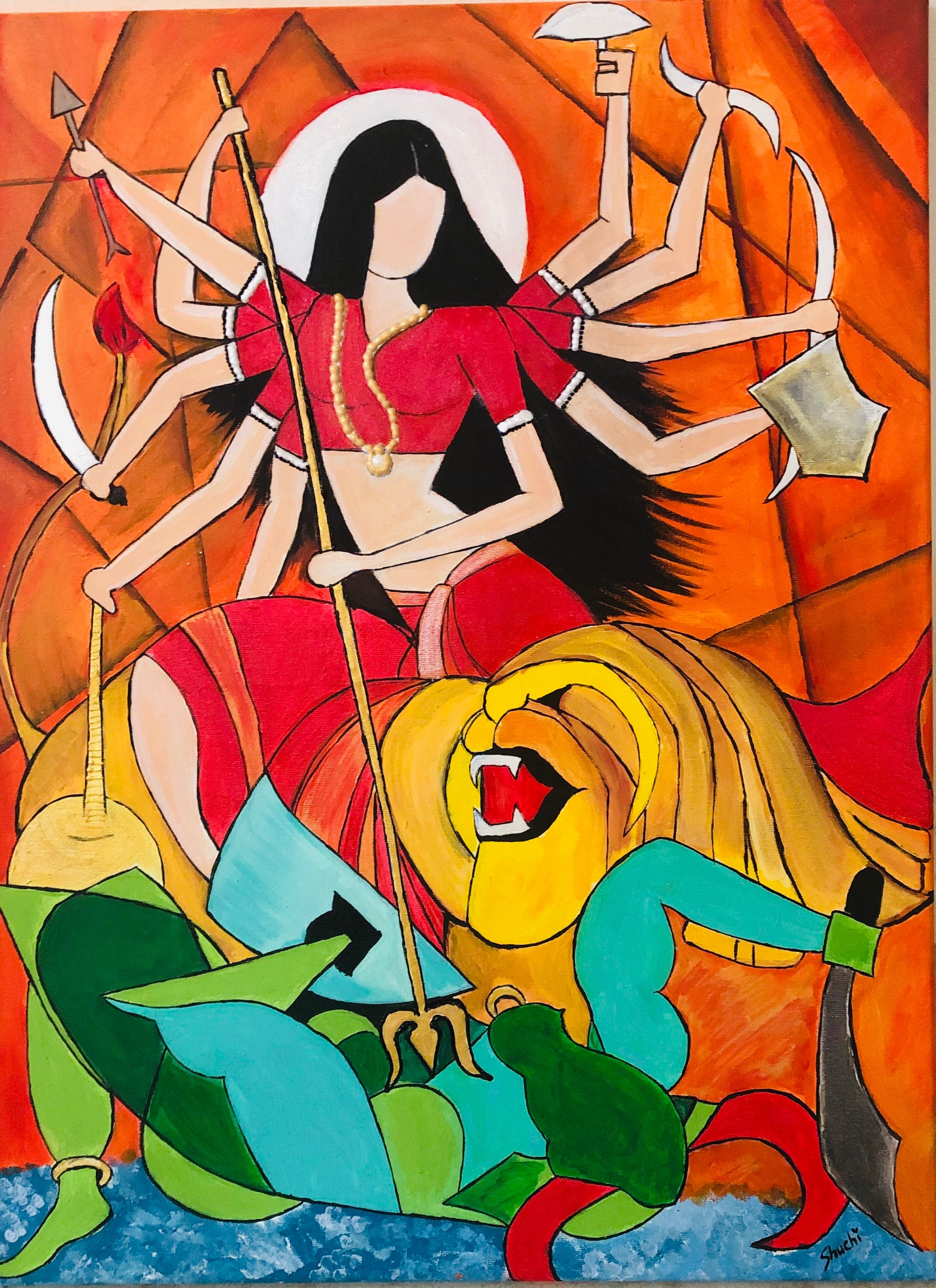 Durga Maa Abstract Painting - Etsy