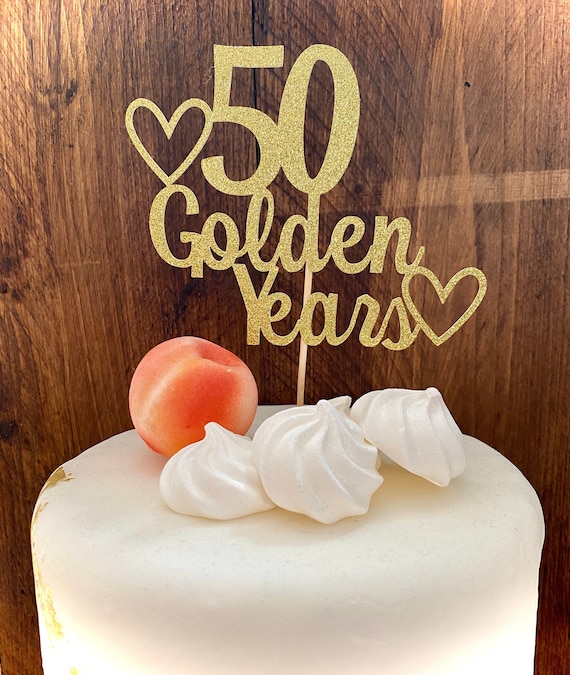 Golden Wedding Cake Topper Cake Topper Golden Wedding 50 - Etsy