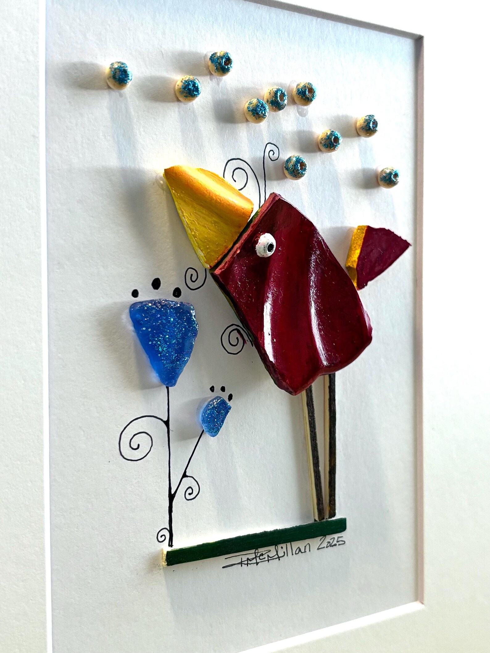 3D Art | Berry Bright Birdie | Red Bird Art | 8x10 Matted - Etsy