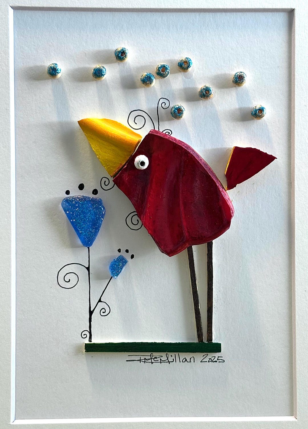3D Art | Berry Bright Birdie | Red Bird Art | 8x10 Matted - Etsy