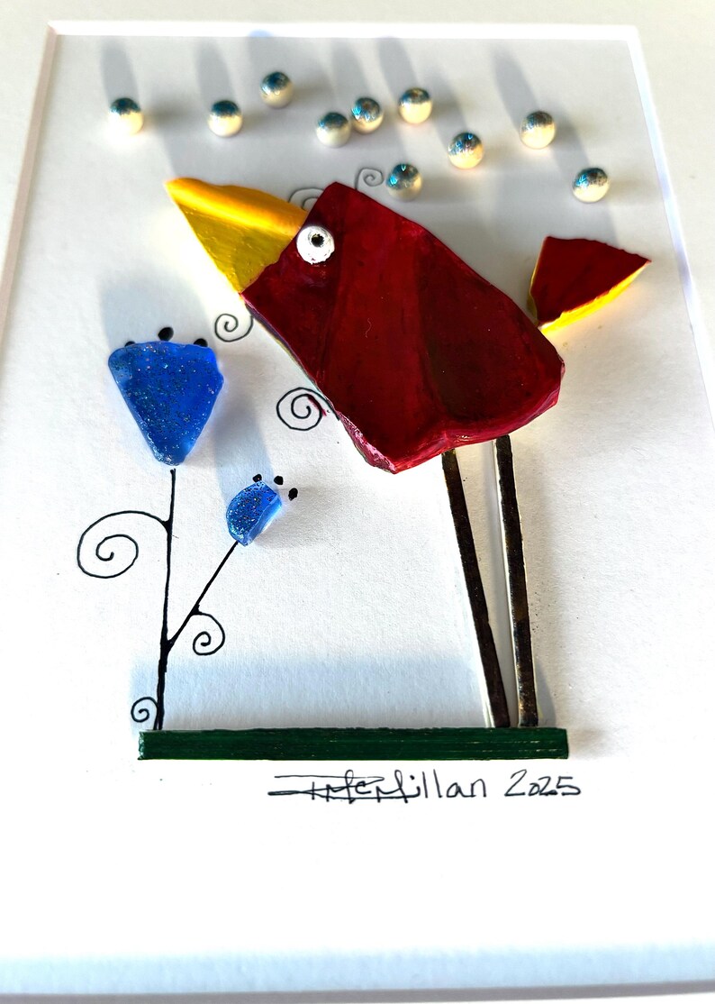 3D Art | Berry Bright Birdie | Red Bird Art | 8x10 Matted - Etsy