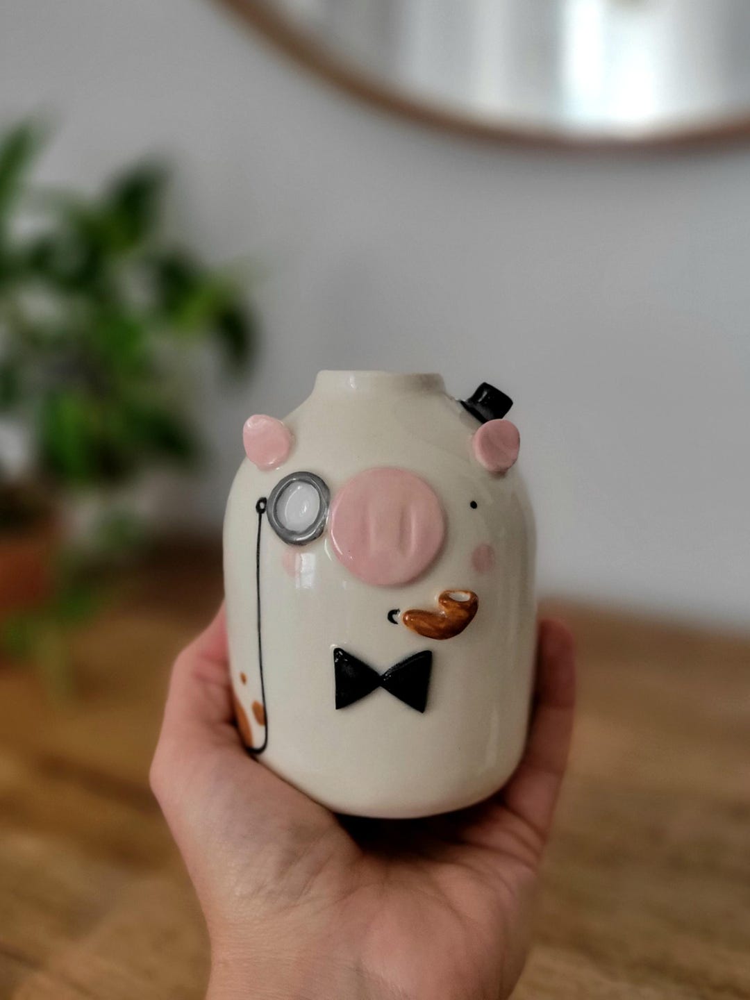 Dapper Ceramic Pig Budvase wheelthrown - Etsy