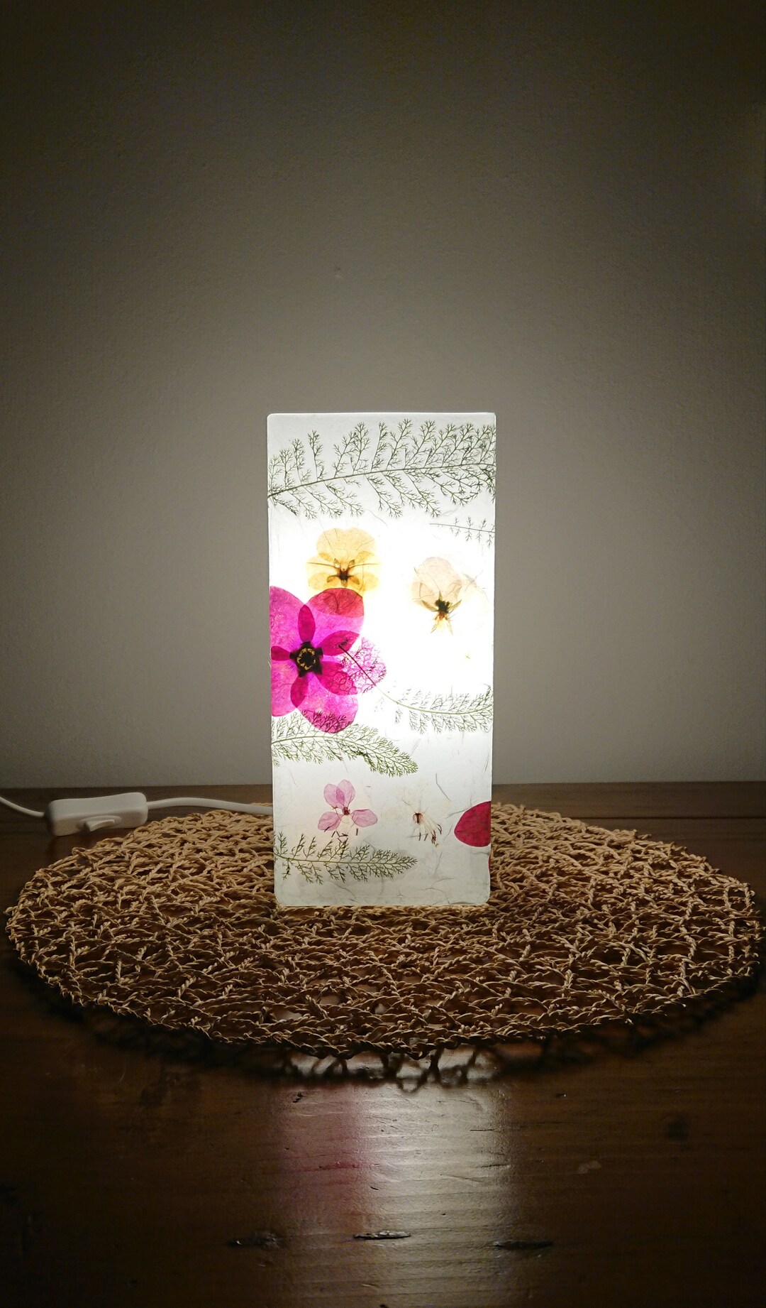 Etna Designer Table Lamp, Made of Real Pressed Flowers, Home ...