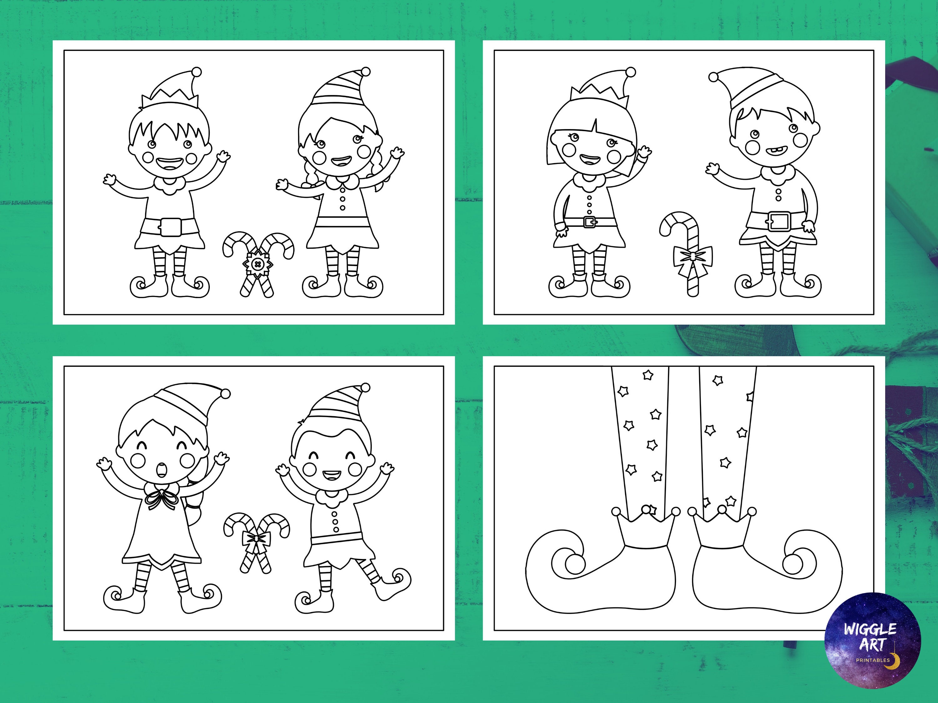 Christmas Elf Colouring Pages Printable - Kids Activity - Etsy