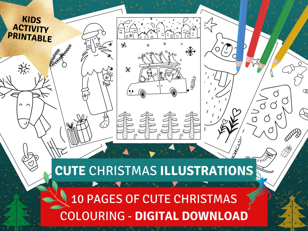 Cute Christmas Colouring Pages for Children, Christmas Kids Activity ...