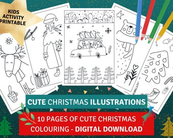 A Snowy Christmas Printable Coloring Book Coloring Pages for - Etsy