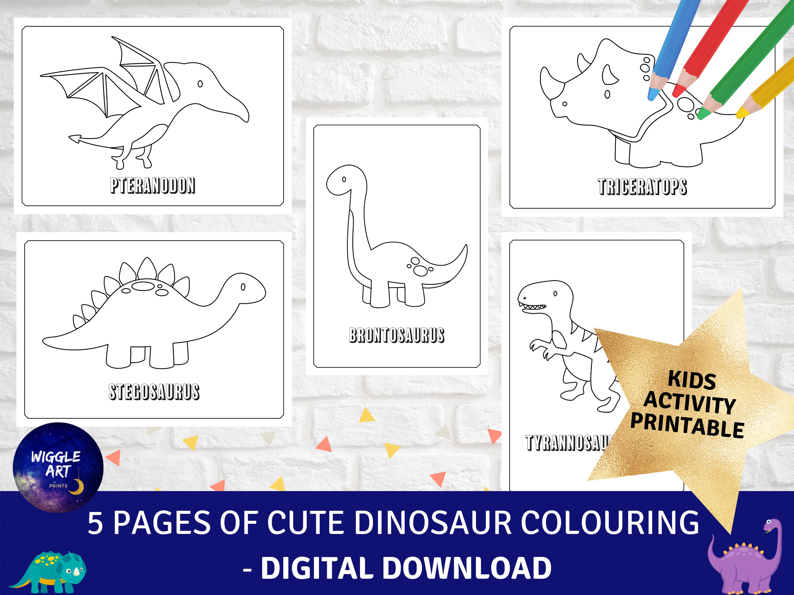 Cute Dinosaur Colouring Printable Preschool Coloring Activity for Kids ...