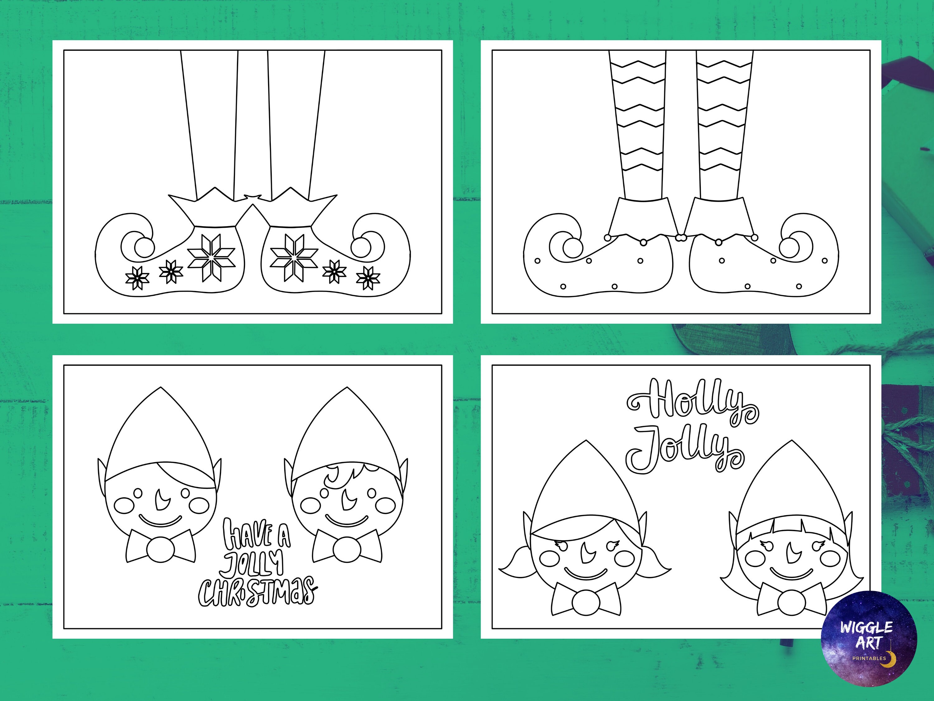 Christmas Elf Colouring Pages Printable - Kids Activity - Etsy